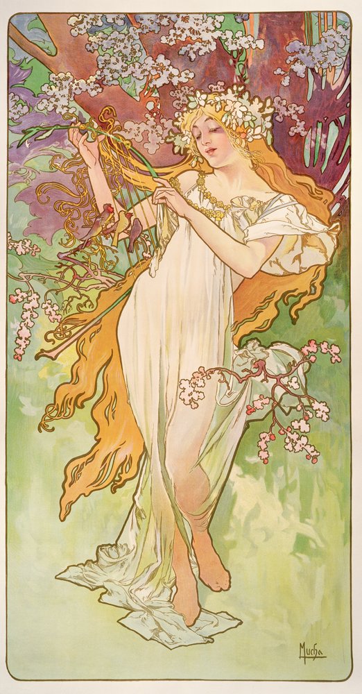 Die Jahreszeiten: Frühling, 1896 von Alphonse Mucha