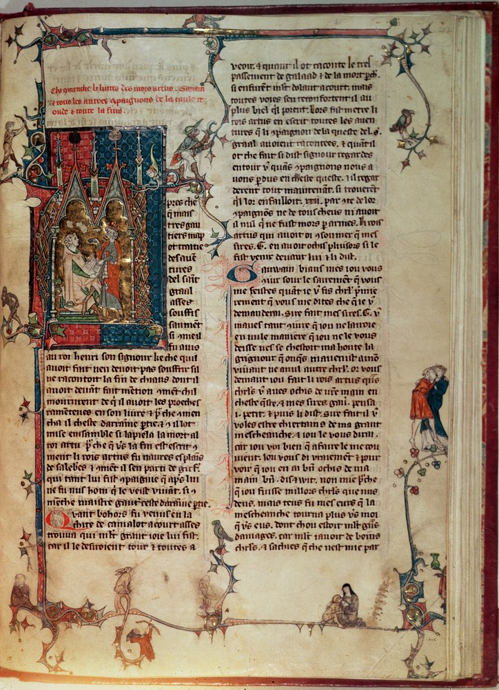 Fr 1 f.82r Bd. I Walter Map schreibt eine Geschichte über die Abenteuer ...