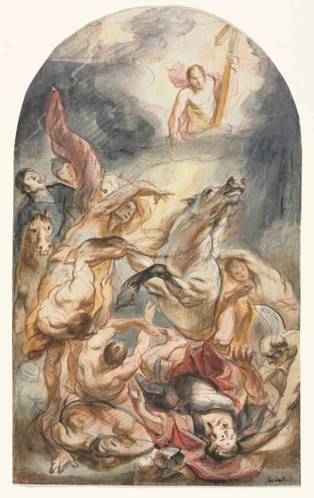 Die Bekehrung des Saulus mit Christus und dem Kreuz