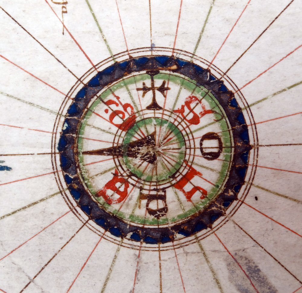Kompasspunkt, Renaissance-Karte von Europa, nach Jacopo Russo, 1528