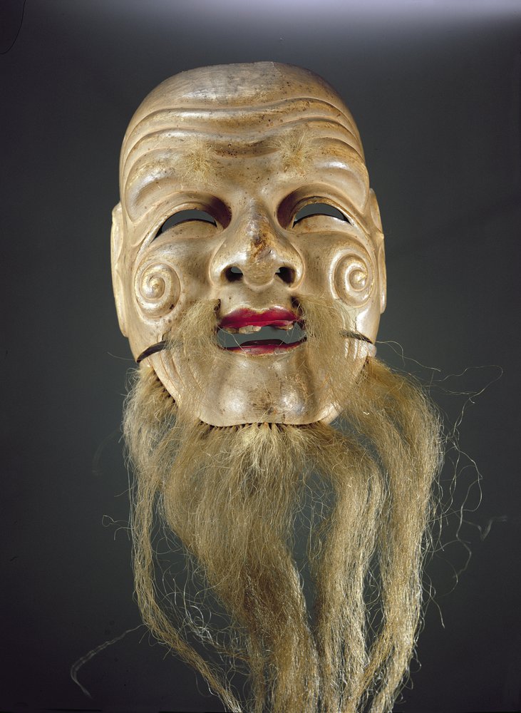 Maske eines alten Mannes, Noh-Theater (bemaltes Holz)