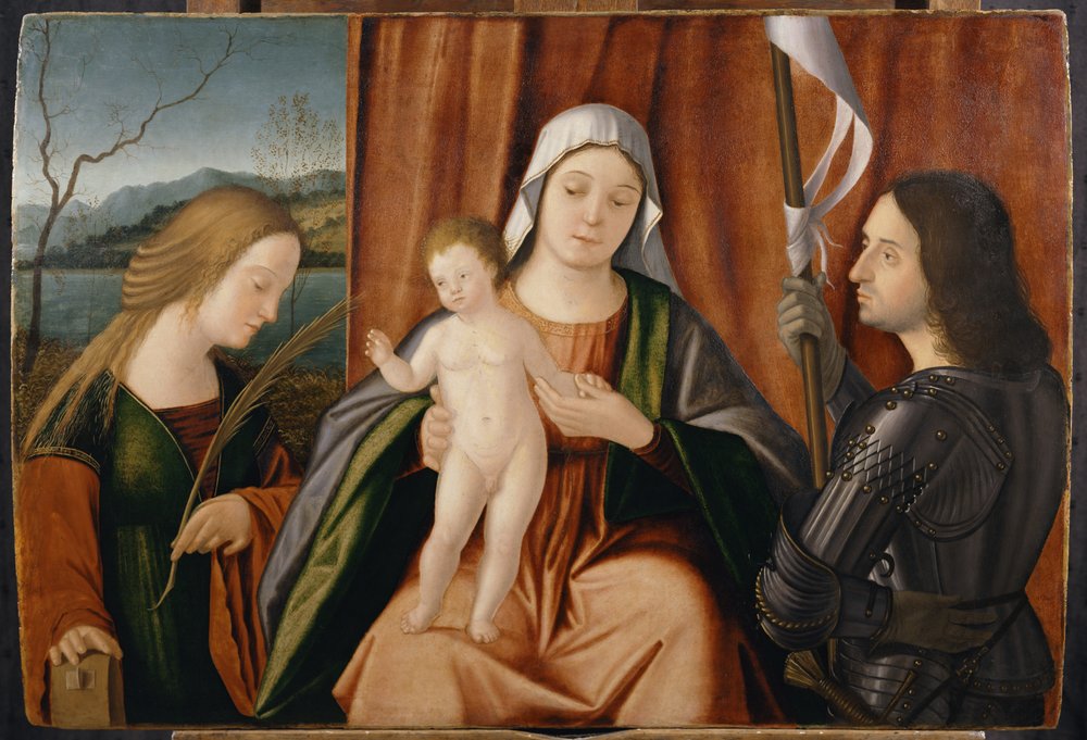 Madonna mit Kind und den Heiligen Katharina von Alexandria und entweder ...