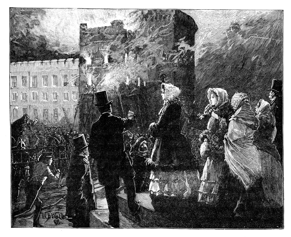 Feuer im Turm des Prinzen von Wales, Windsor Castle, 1850er Jahre, 1888