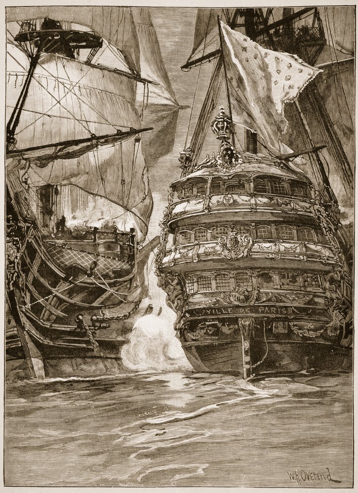 Der Angriff auf die 'Ville de Paris', 1782, Illustration aus 'Cassell's ...