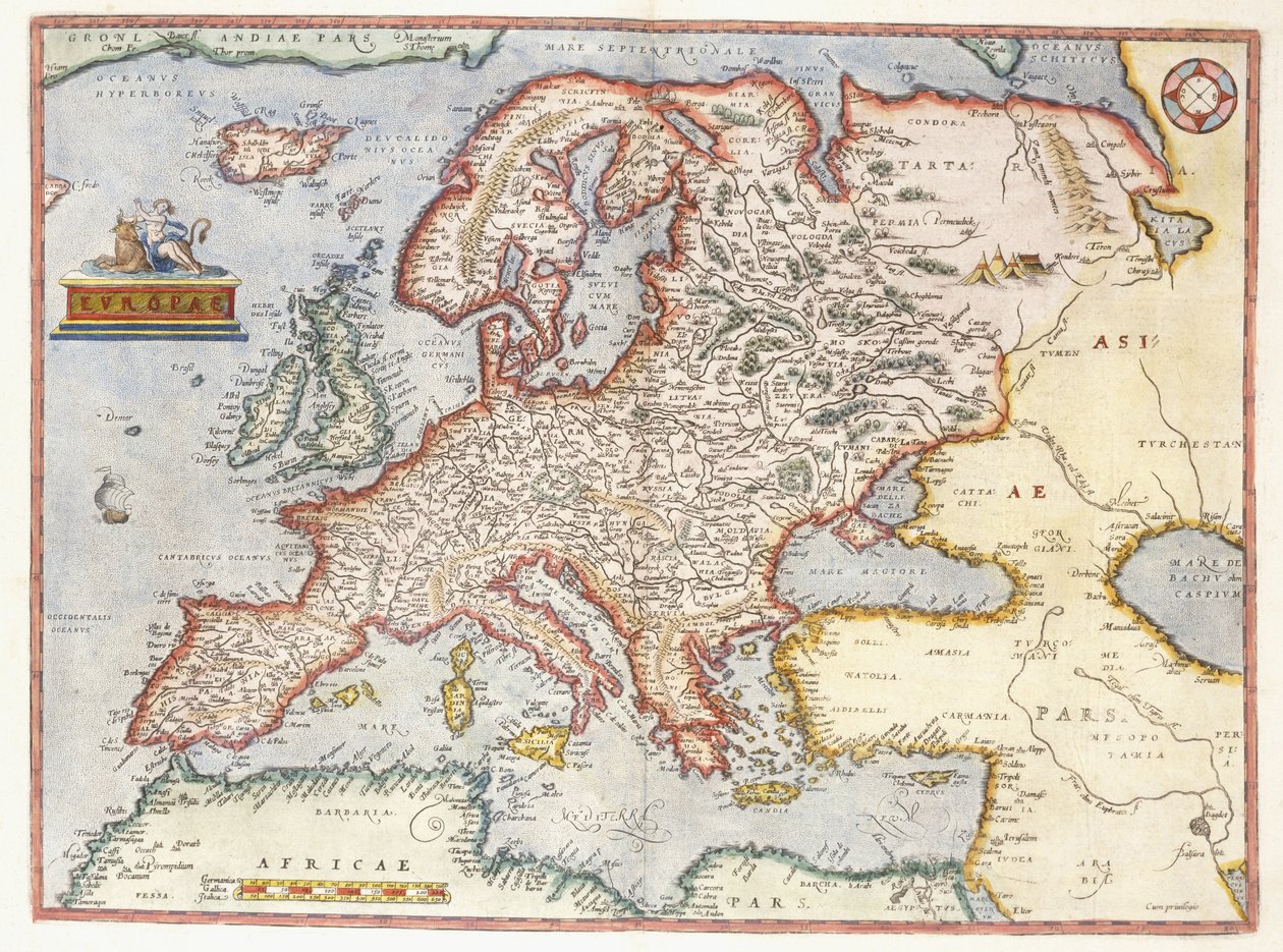 Karte von Europa von Abraham Ortelius: Kunstdruck kaufen