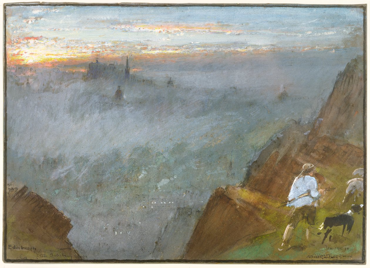 Edinburgh von den Salisbury Crags, 1917 von Albert Goodwin