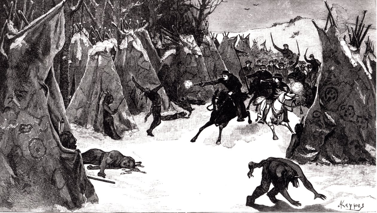 Die Schlacht von Washita, November 1868, aus 'Life on the Plains'