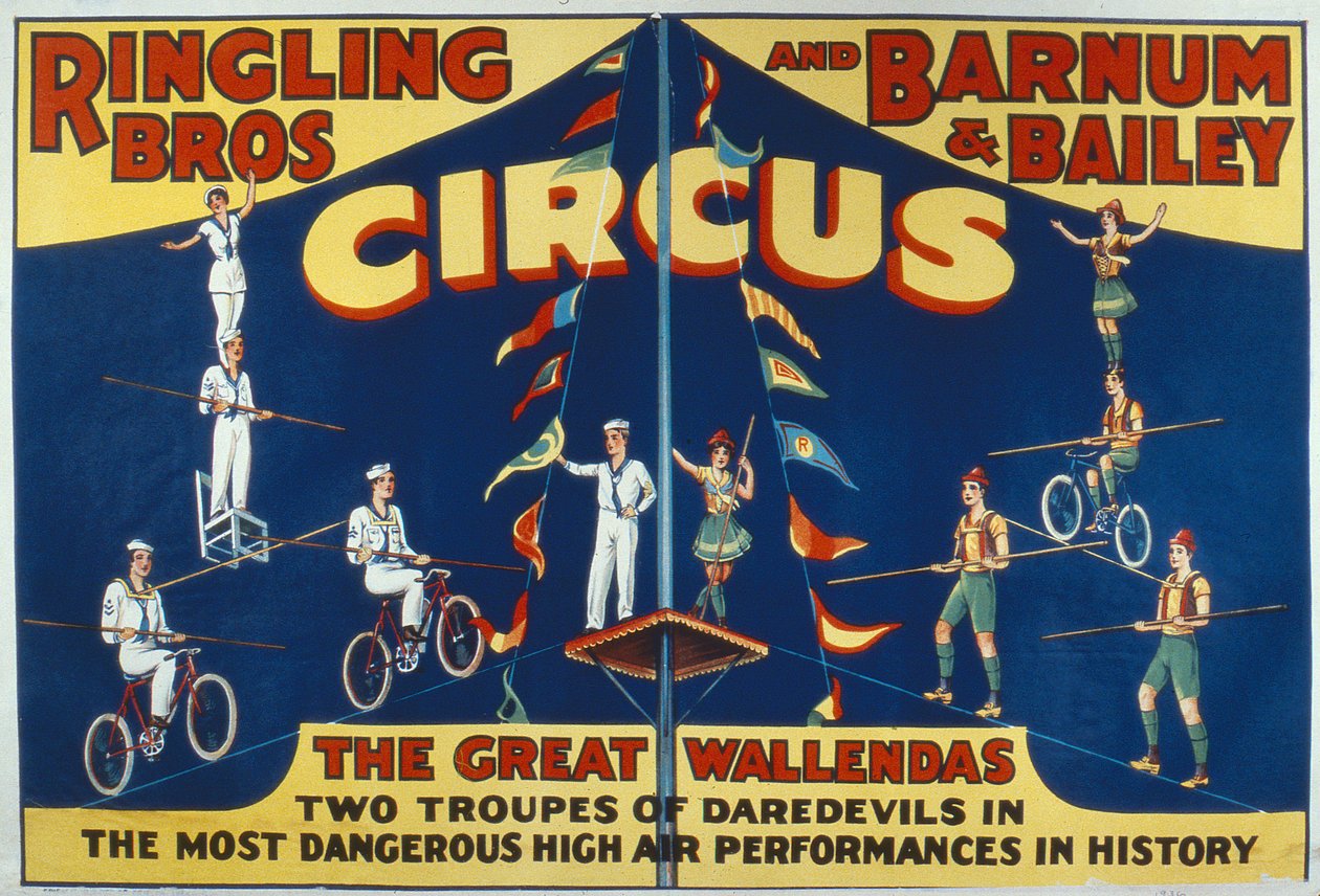 Plakat, das die Great Wallendas im 'Ringling Bros. und Barnum & Bailey ...