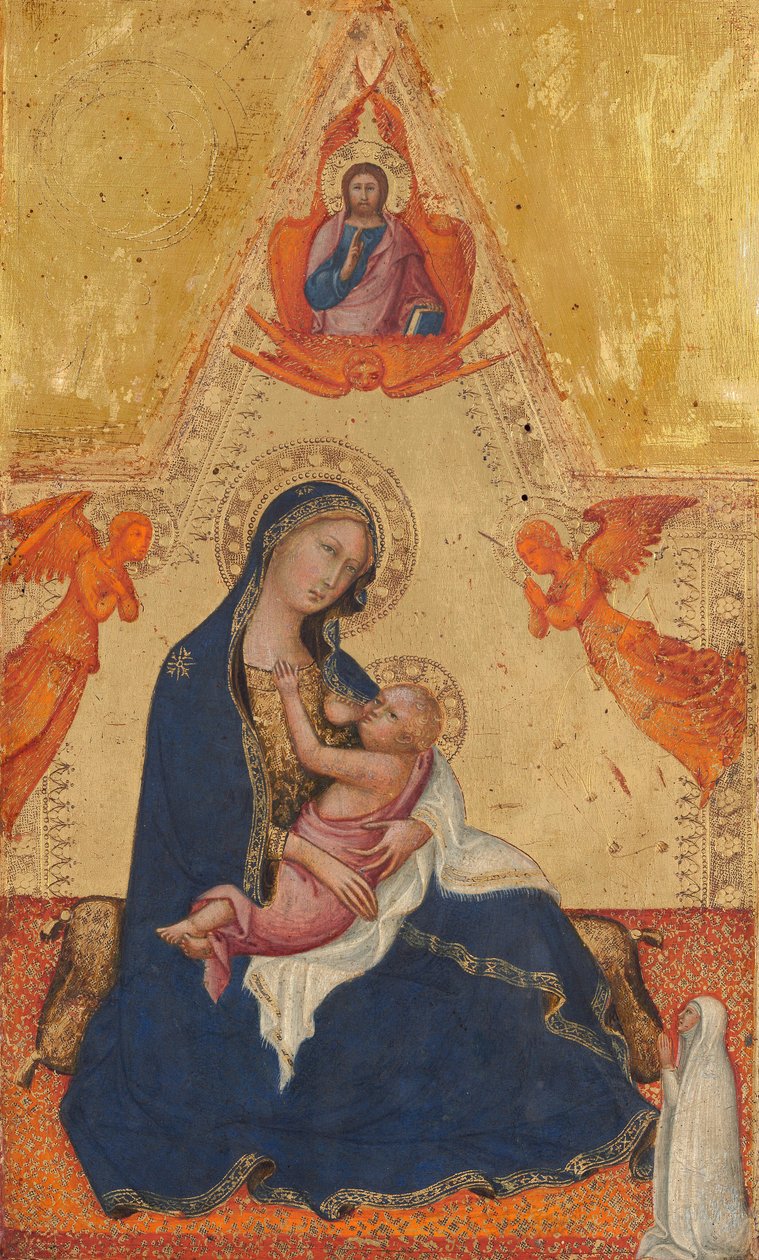 Madonna der Demut, Der segnende Christus, Zwei Engel und ein Stifter ...