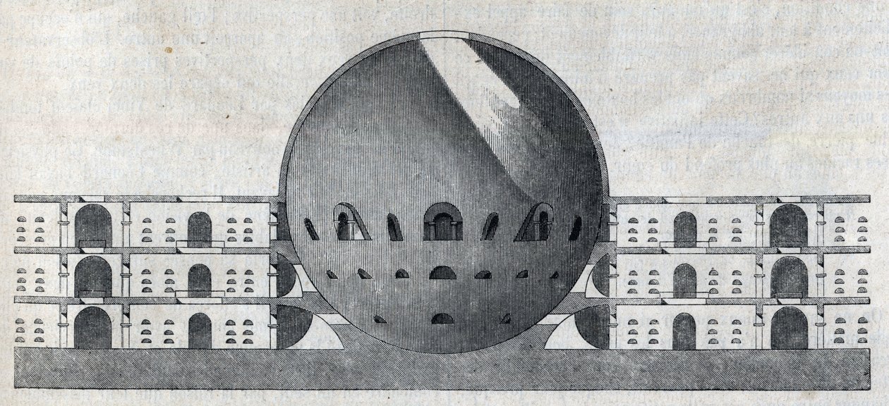 Querschnitt eines Friedhofsplans für die Stadt Chaux von Claude Nicolas ...
