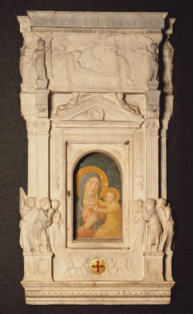 Tabernakel des Sakraments der Eucharistie, oder Ciborium, von Donatello, mit Fragment eines ...