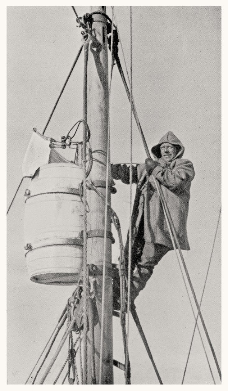 Kommandant Frank Wild (1873-1939) am Mastkopf, während der Endurance ...