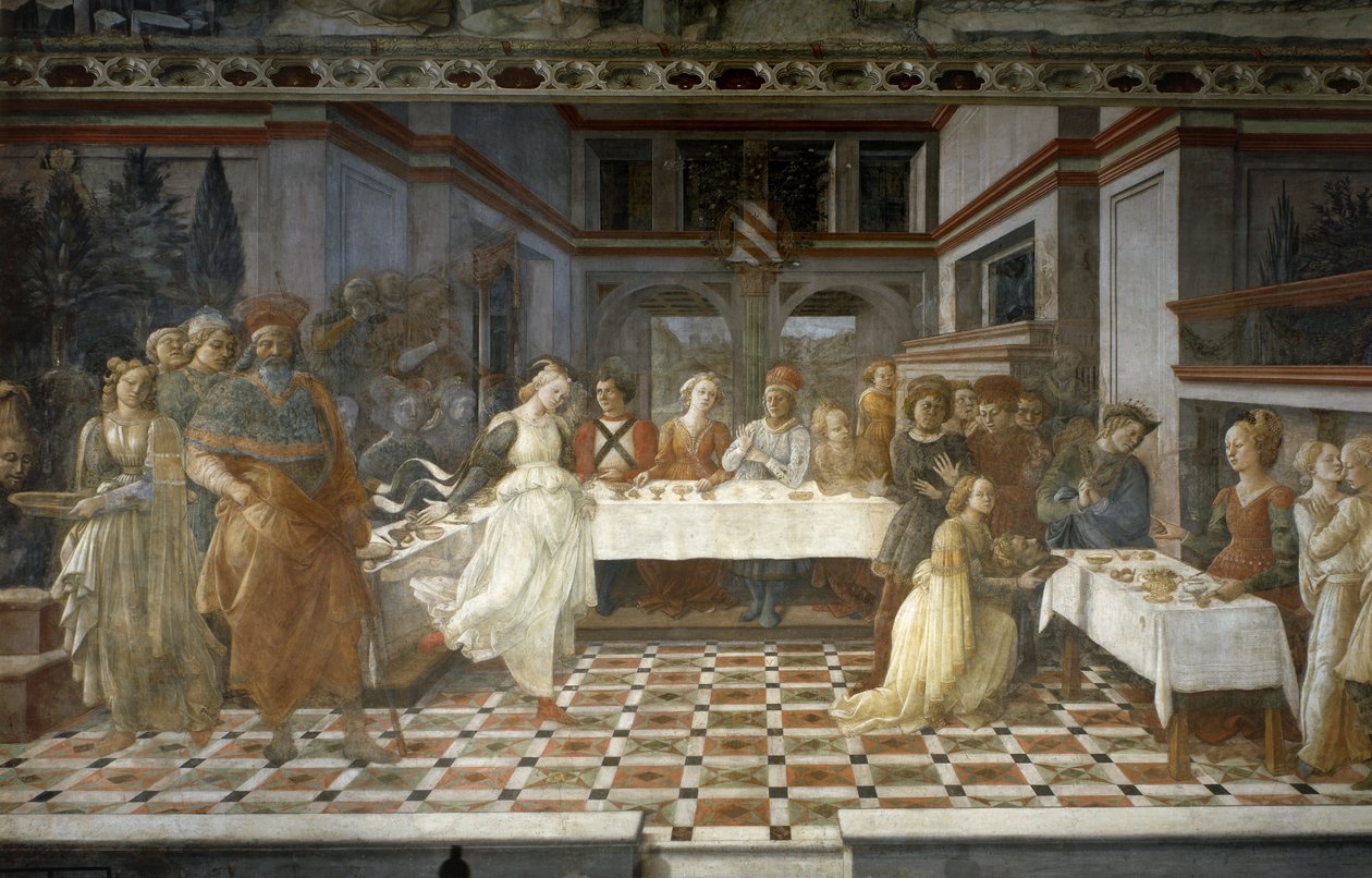 Das Bankett des Herodes, Episoden aus dem Leben des Heiligen Johannes des Täufers, ca. 1452-64 ...