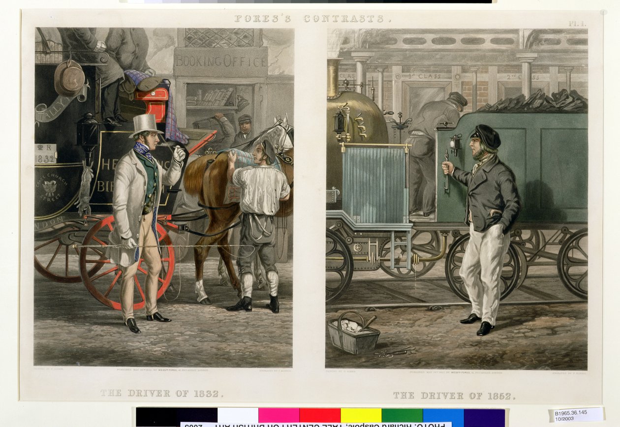Fore's Kontraste: Der Fahrer von 1832, Der Fahrer von 1852, graviert ...