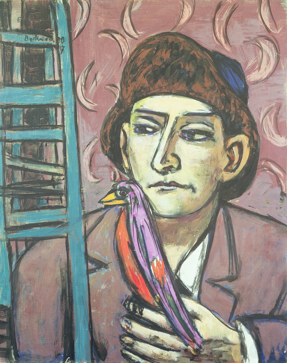 Der Mann mit einem Vogel von Max Beckmann: Kunstdruck