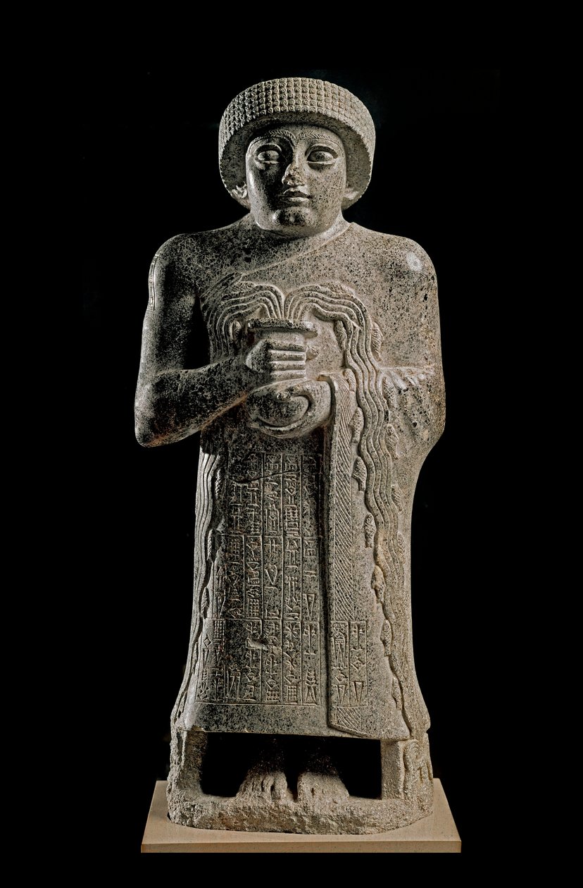 Sumerische Kunst: Detail der Statue von Gudea, Prinz von Lagash ...