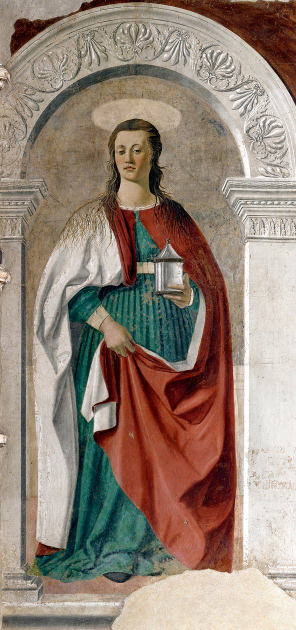 Heilige Maria Magdalena, Fresko von Piero della Francesca (1415/20-1492 ...