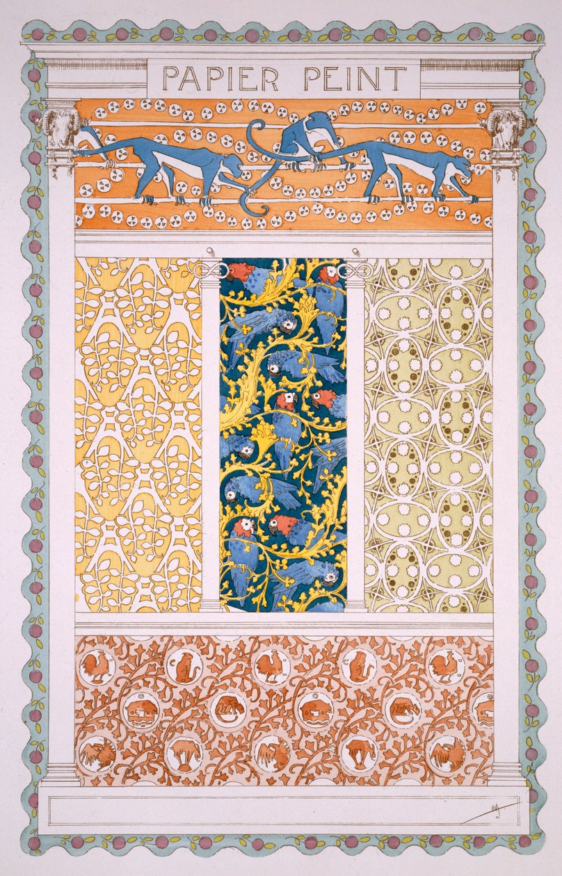 Entwürfe für Tapeten und Friese, aus Esquisses Decoratives von Rene ...