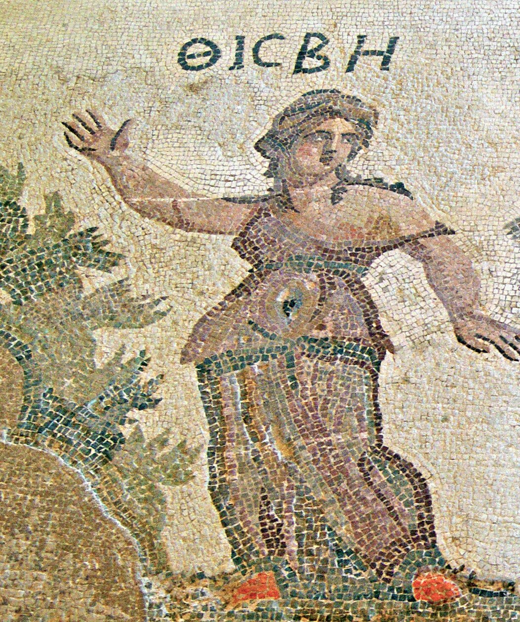 Pyramus und Thisbe, Detail von Thisbe, Haus des Dionysos, Paphos, Zypern