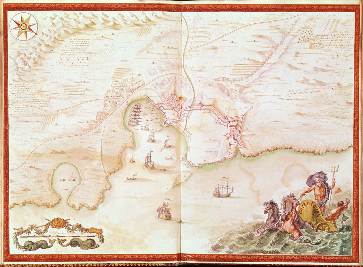 Ms. 986, Bd.1 'Louis XIV Atlas', Karte von Collioure, 1683-88