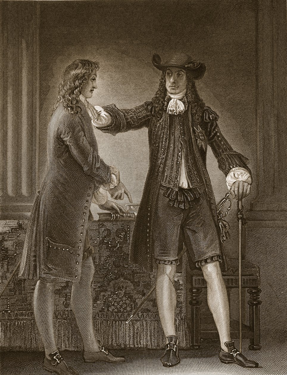 Charles II und Sir William Temple, graviert von J. Parker, Illustration ...