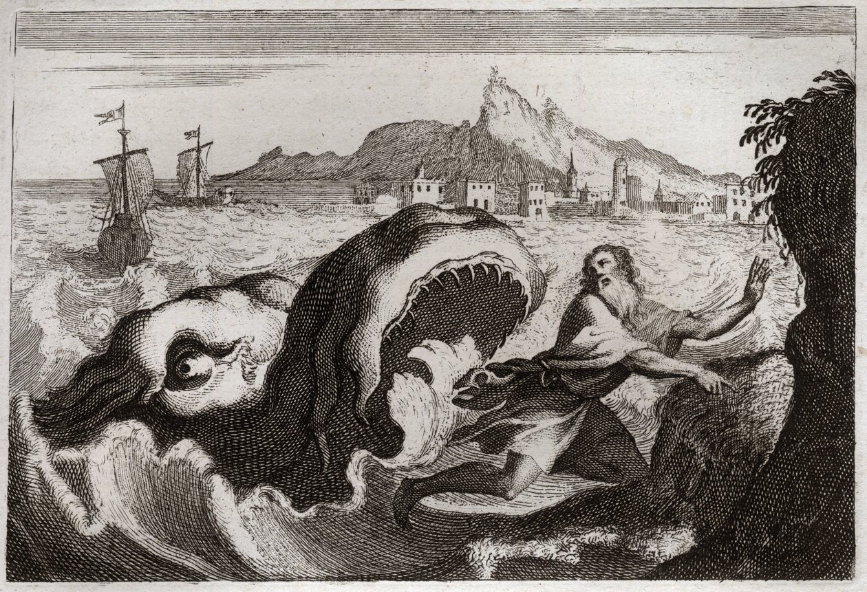 Royaumont-Bibel, Altes Testament: Jona im Wal. Der Prophet Jona lebt in ...