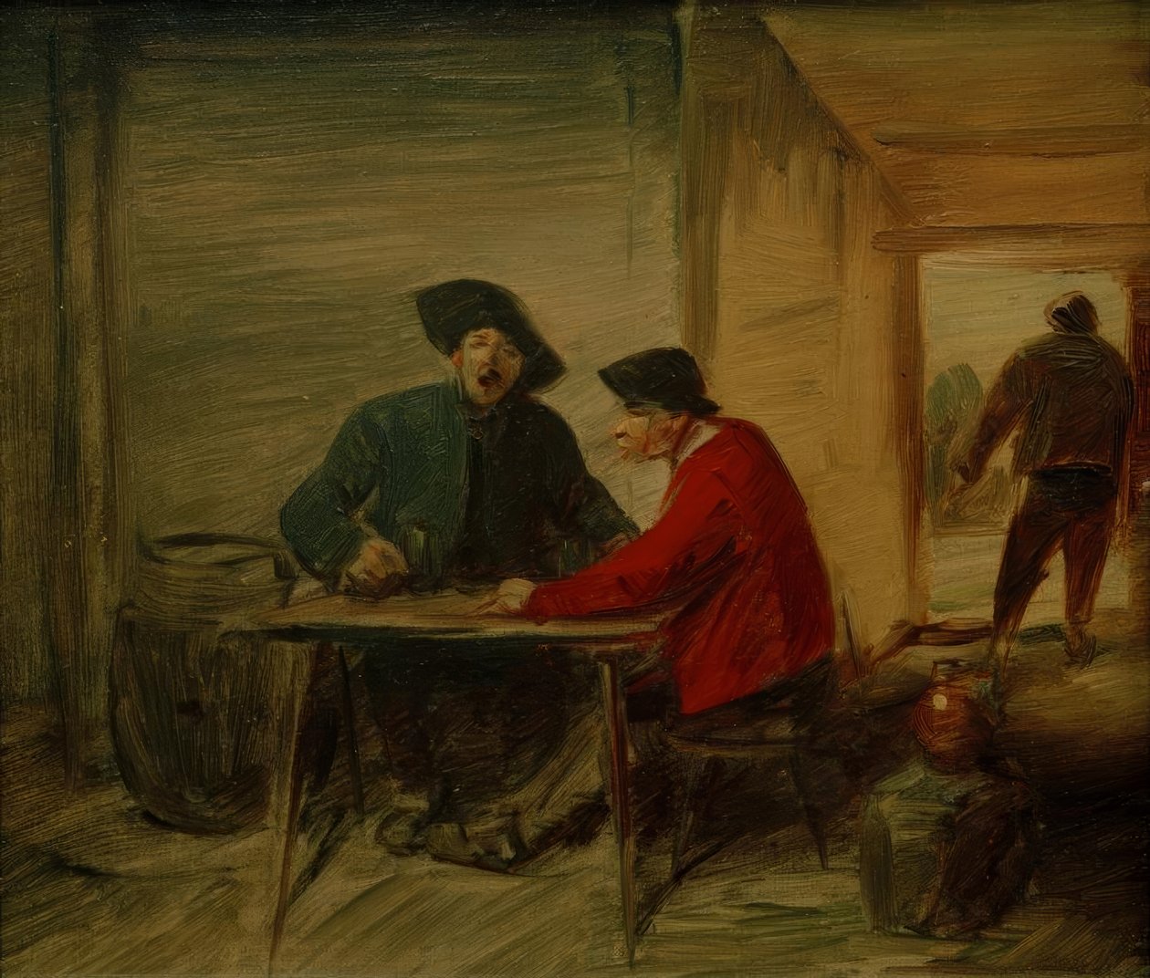 Zechernde Bauern im Wirtshaus von Wilhelm Busch: Kunstdruck