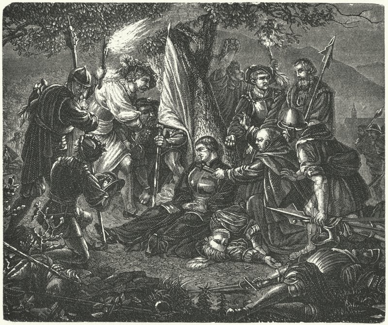 Tod von Huldrych Zwingli in der Schlacht bei Kappel, 1531
