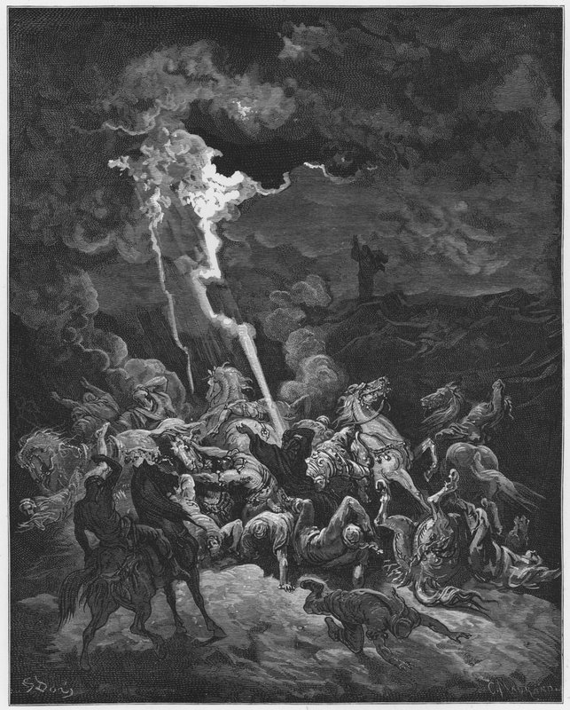 Gustave Doré Bibel: Elia zerstört die Boten Ahazias durch Feuer